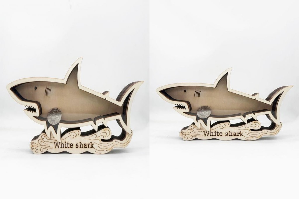 KDDT- Shark Teeth Collection Organizer Shark-shaped Display Box Wooden ...