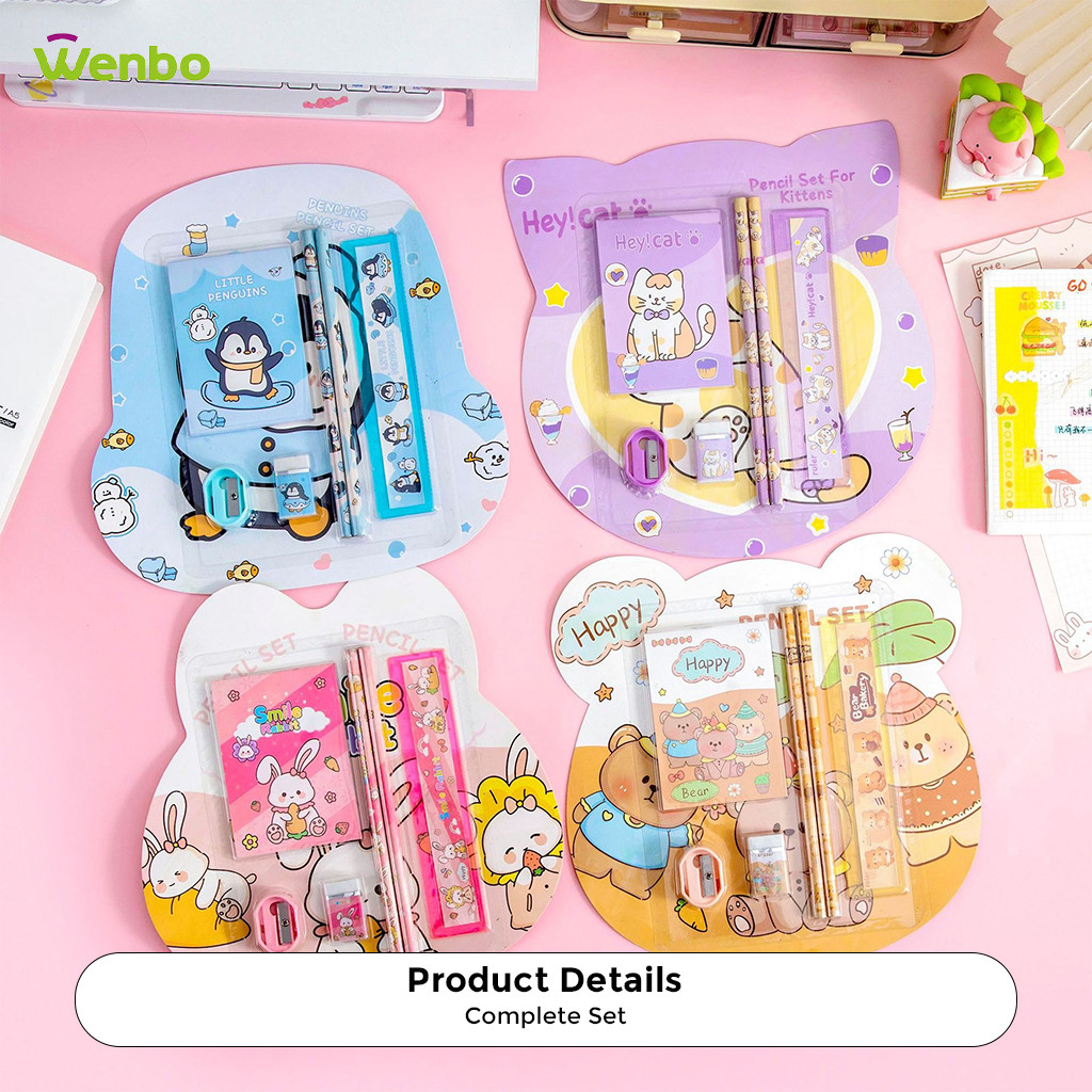 Wenbo Stationery Cartoon Set Cute Six Piece Kit For Kindergarten And ...
