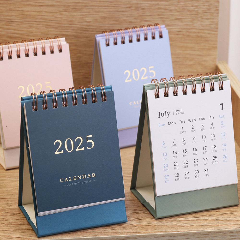 2025 Mini English Desk Calendar Simple Solid Color Daily Schedule ...