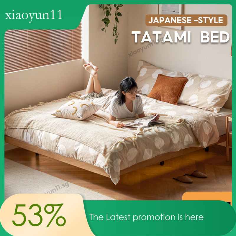 Bed Frame Tatami Bed Single Bed Mattress Solid Wood Oak Headless Tatami ...