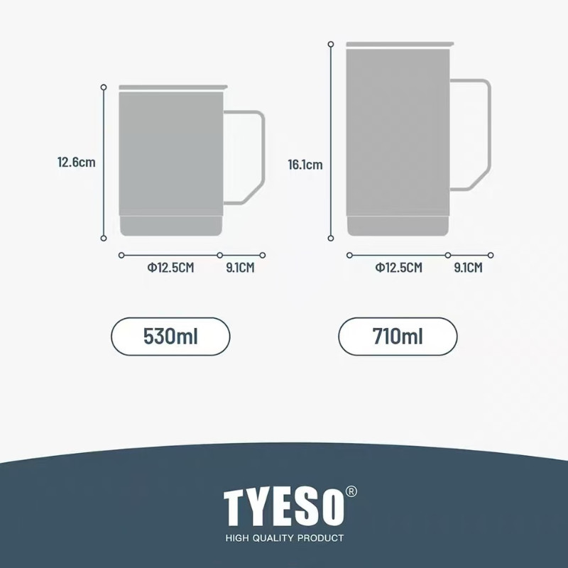 TYESO 304 Stainless Steel Coffee Mug 530ml/710ml – Thermal Gift Cup with Handle | Shopee Singapore