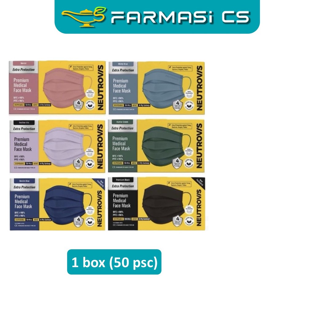 Neutrovis 4 PLY Ear Loop Premium Medical Face Mask ( 1 box ) 50 pieces ...