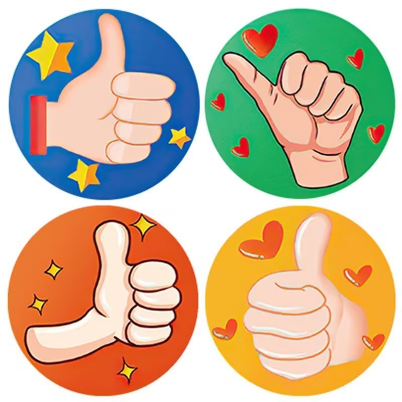 Popular cartoon thumbs up children's teachers students encourage labels ...