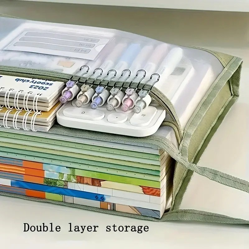 A4 Transparent Mesh Homework Storage Bag Large Capacity Double-layer ...