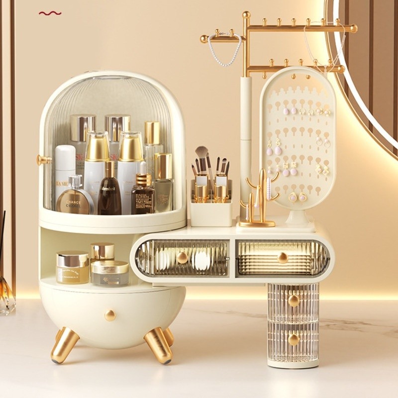 Exquisite Large Capacity Makeup Organizer Dressing Table Skincare ...