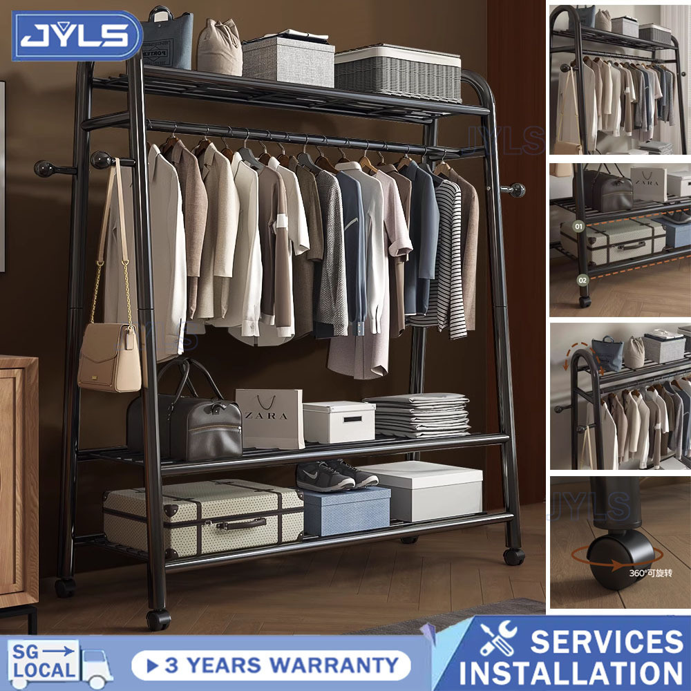 JYLS Clothes Hanger Stand Large Capacity Clothes Rack Multi Layer ...