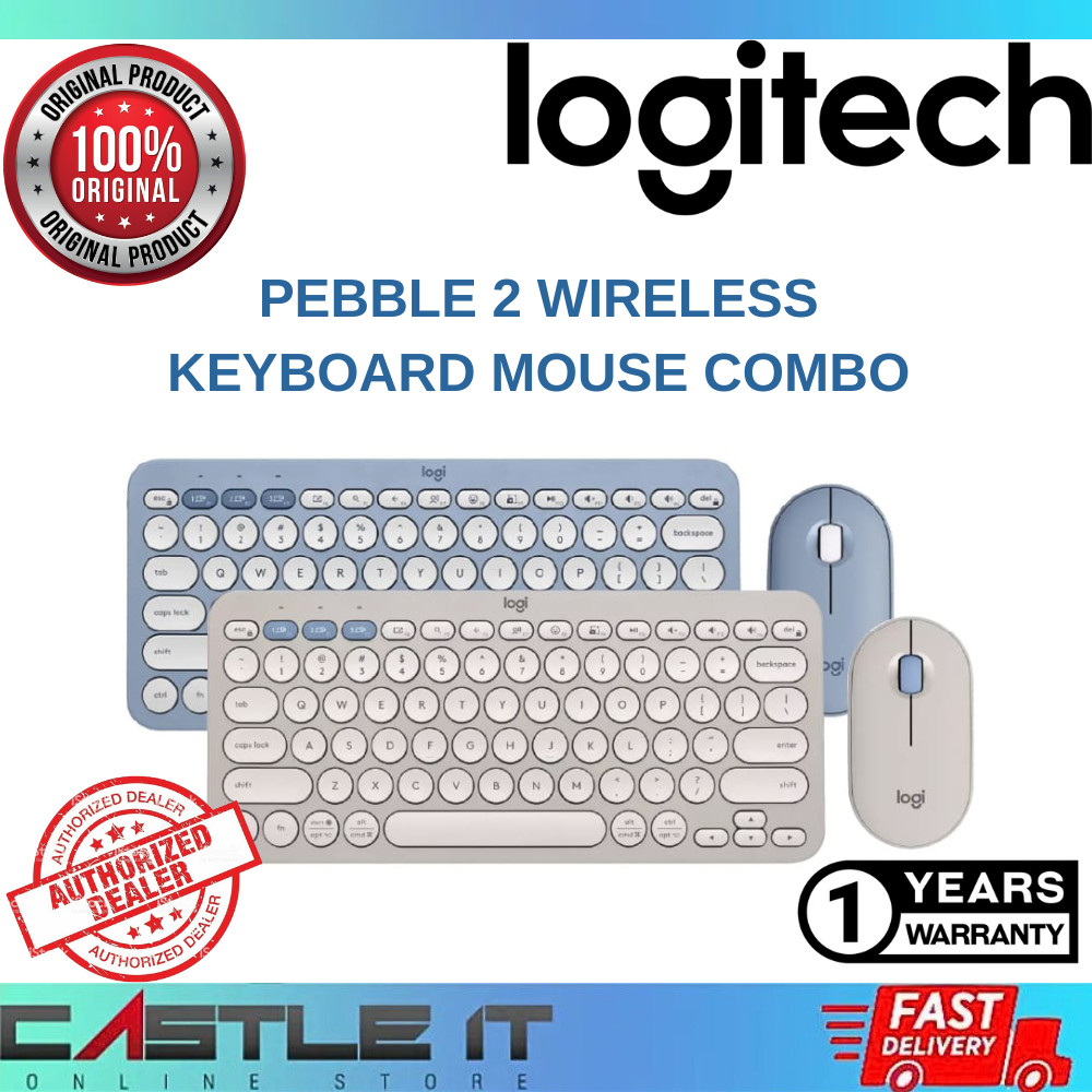 Logitech PEBBLE 2 Combo Keyboard Mouse Wireless TONAL BLUE / SAND Slim ...