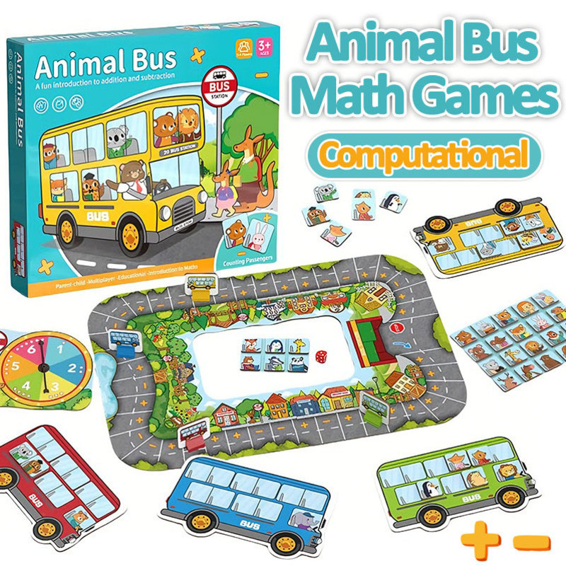 🔥Ship 24H🔥 Math Toys Montessori Toys Learning Toys Animal Bus Stop ...