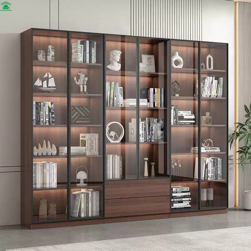 AH Solid Wood Bookcase One Piece Small Home Living Room Bookcase Simple ...