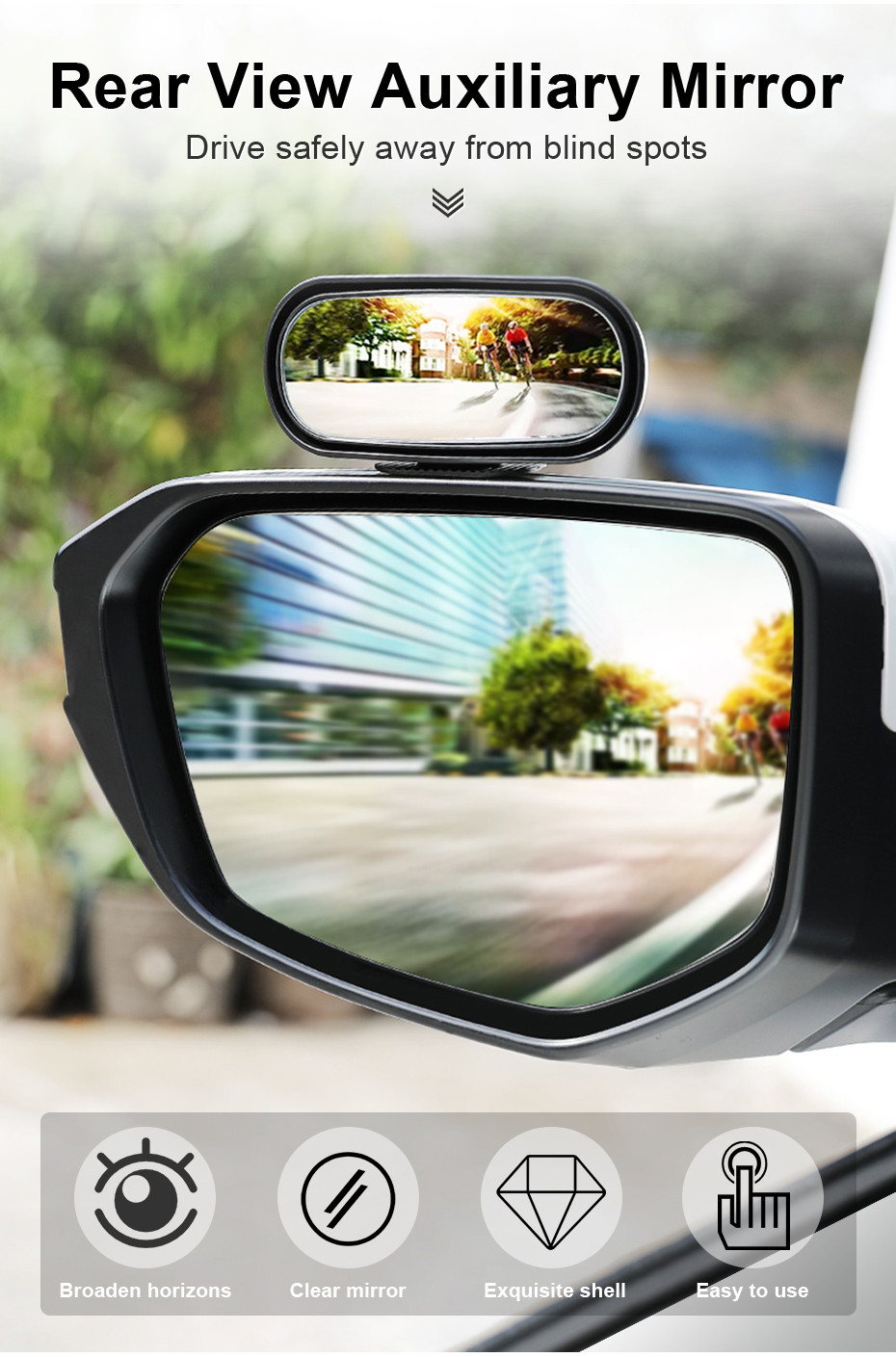 Car Side Rearview Mirror Blind Spot Mirror 360 ° Adjustable Wide-angle ...
