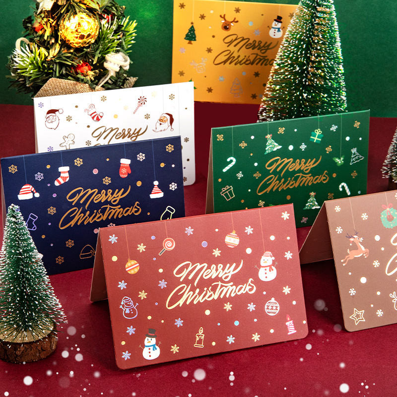 2025 New~Christmas Foldable Greeting Cards English Retro Niche High-End ...