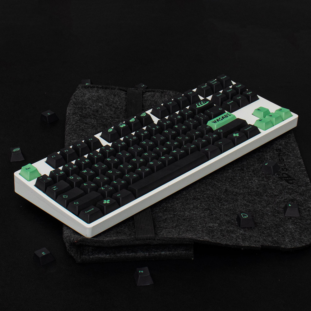 GMK Wasabi Keycaps Black Green PBT Cherry profile Keycaps set for MX ...