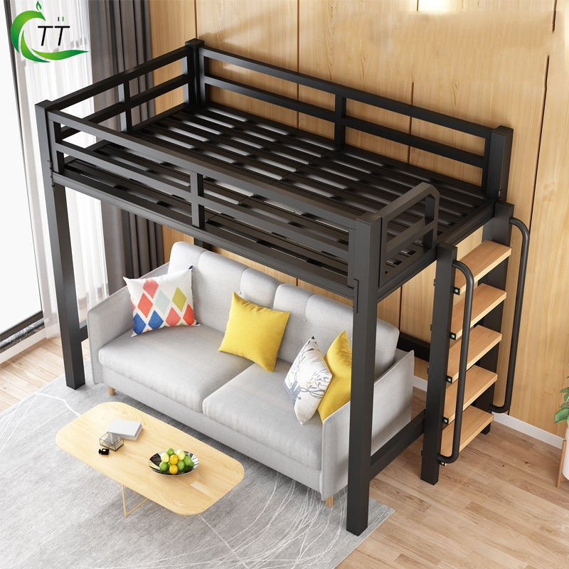 TTCC Bunk Beds Thickened Iron Small Home Loft Double Bed Single ...