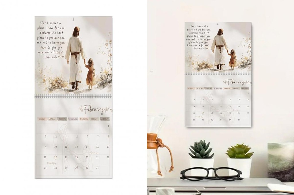 yakhsu| Faith-based Monthly Planner 2025 Jesus Wall Calendar Religious ...
