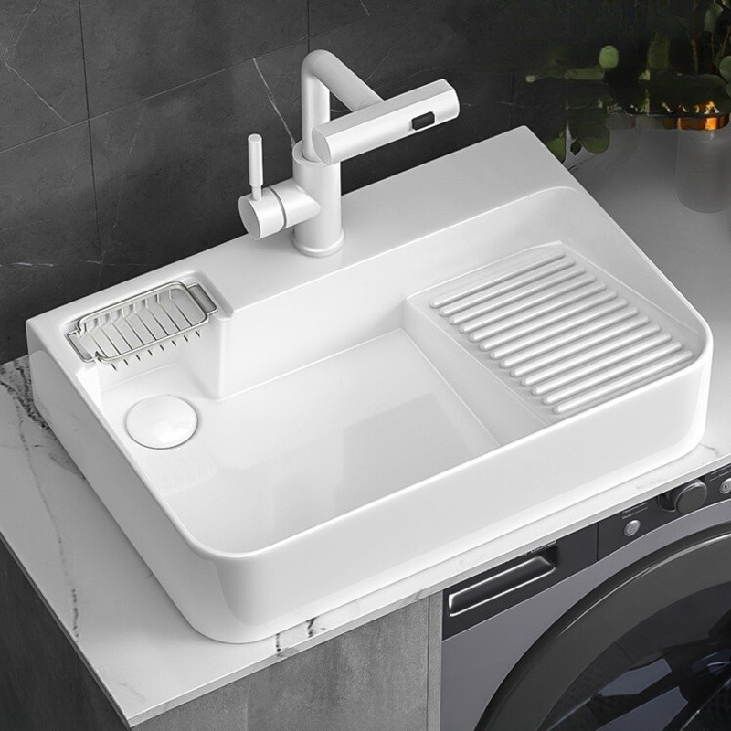 Integrated Wash Basin Large Capacity Toilet Basin Pulling Faucet ...