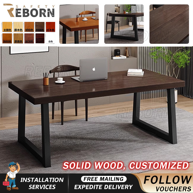 REB Solid Wood Study Desk Computer Table Simple Workbench Conference ...