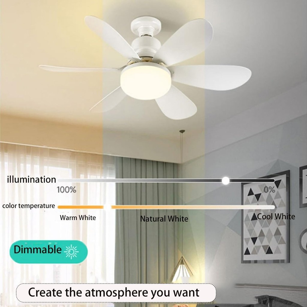 E27 Ceiling Fan Light with Remote Control Ceiling Quiet Modern Fan Lamp ...