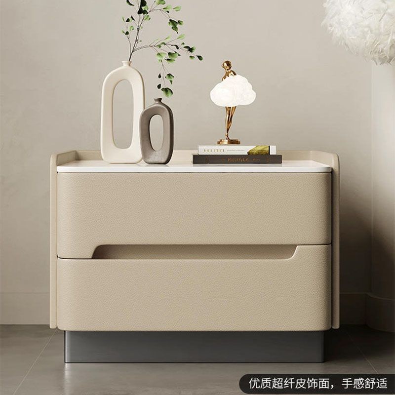 Advanced Modern Simple Solid Wood Bedside Table Creamy Bedroom ...