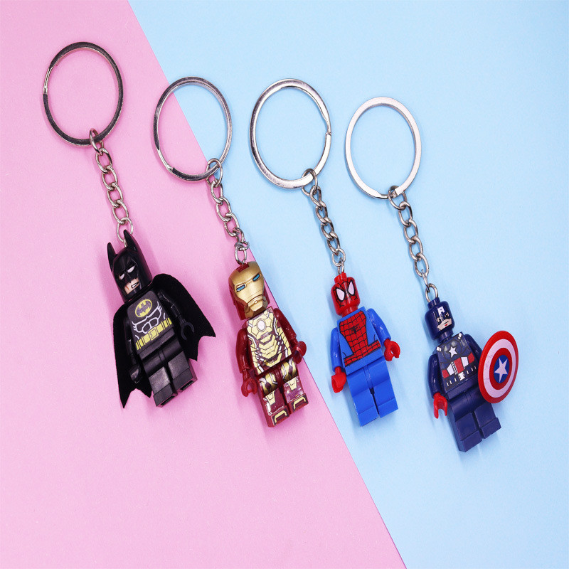 Marvel Batman Draw Keychain Avengers Accessories Keychain Lego Building ...