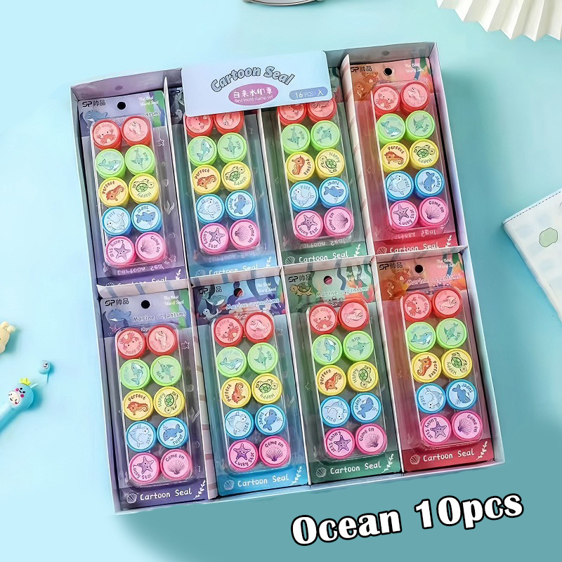 【10Pcs】Kids Cartoon Stamp Set | Reward Chops | Goodie Bag Toy | Teacher ...