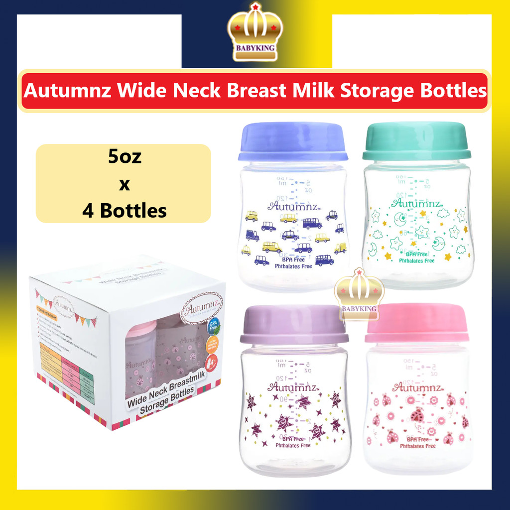 Autumnz Wide Neck Breastmilk Breast Milk Storage Bottle 5oz (4 Bottles ...
