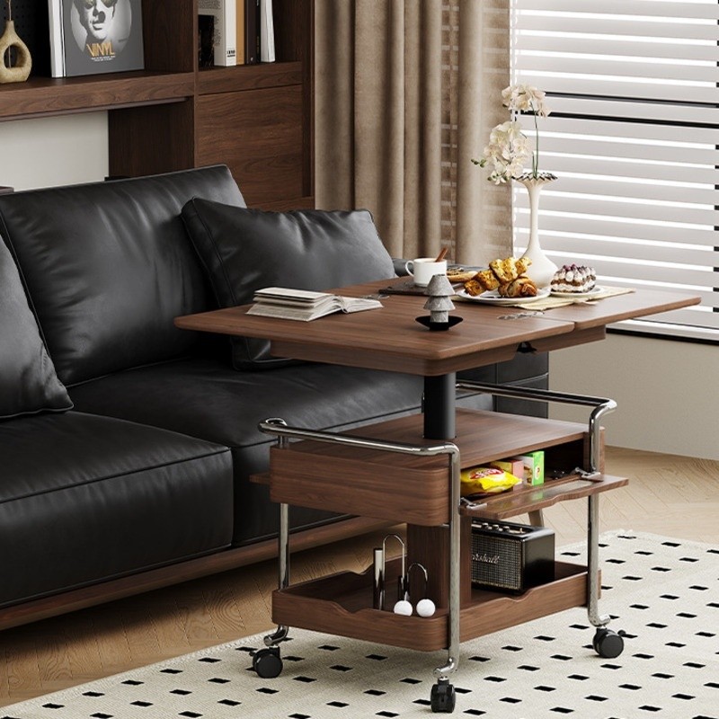 Side Table Solid Wood Multi-layer Board Coffee Table Liftable Side ...