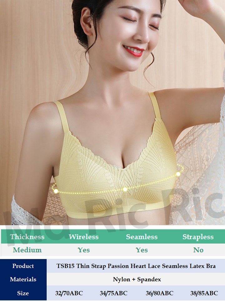 (SG InStock) Ma Ric Ric Thin Strap Lace Seamless Latex Bra. Many Design (Wireless. Seamless ...