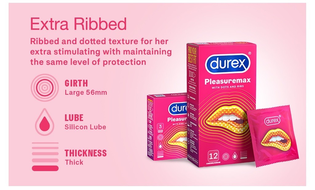 *DISCREET PACKAGING* Durex Pleasuremax Ribbed & Dotted Condoms | Pack of 12 For Men | Large 56mm ...