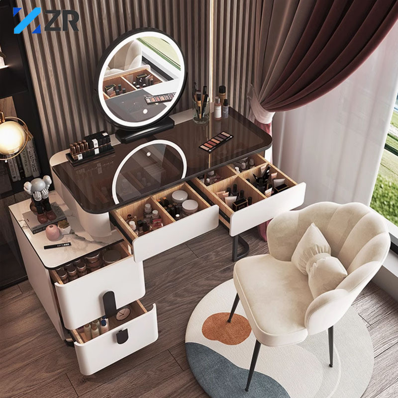 Dressing Table Bedroom Small Apartment Solid Wood Glass Dressing Table ...