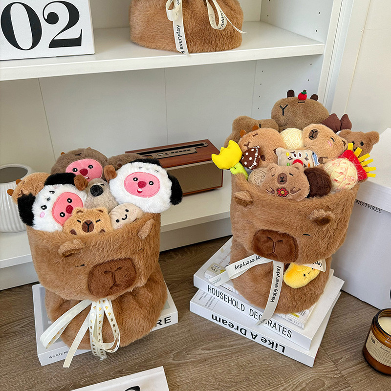 Cartoon Plush Bouquets Cute Capibara Loopy Doll Bouquet Romantic ...