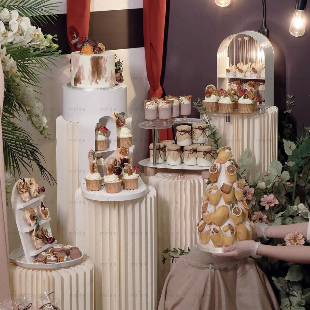 MINIIS PARTY Folding Cake Stand Round Paper Cylinder Stand Paper Cake ...