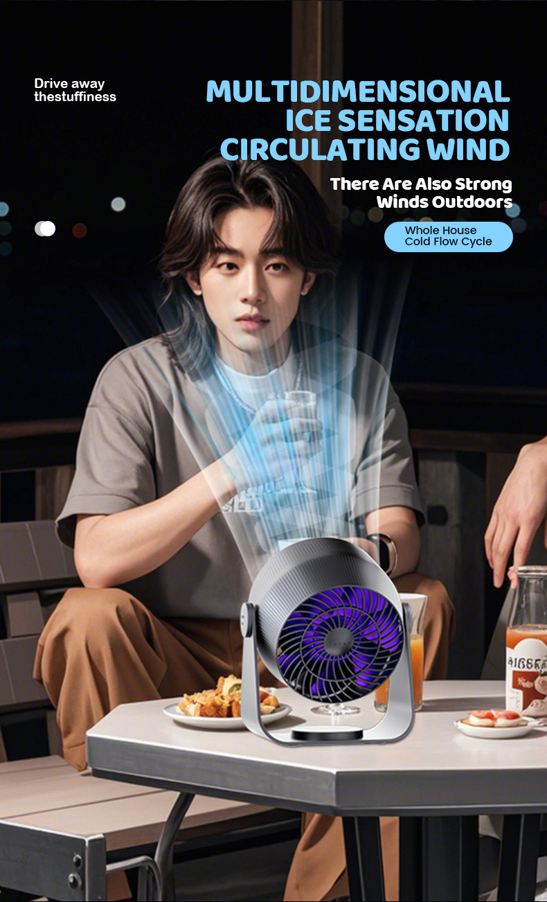 MODOFO High Speed Desk Fan Rechargeable Fan 100 Gears Strong Wind LED ...