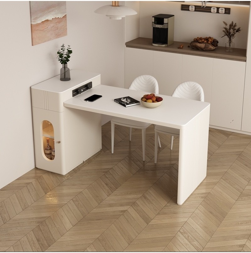 DQXS Dining Table Foldable Extendable Set Small Unit Rock Plate Island ...