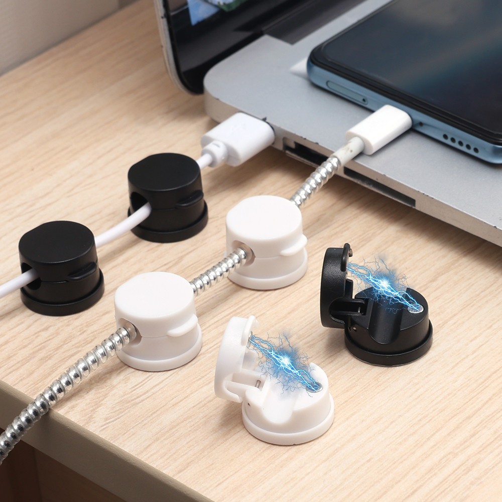 3Pcs Magnetic Cable Clips 360° Rotatable Adjustable USB Charging Cable ...