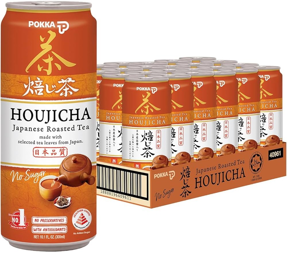 Pokka Houjicha Japanese Roasted Green Tea No Sugar Pack of 24 (24 x ...