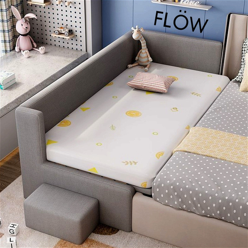 Solid Wood Splicable Baby Cot Rounded Corner Baby Bed Widen Raised ...