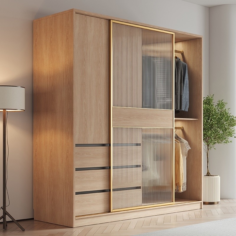 Wardrobe Light Luxury Changhong Glass Sliding Door Wardrobe Modern ...