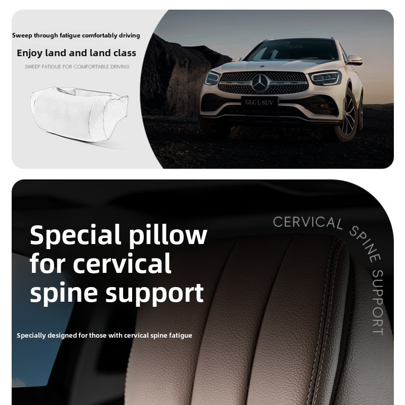 2PCS Nappa Leather Car Headrest Adjustable Washable Car Neck Pillow ...