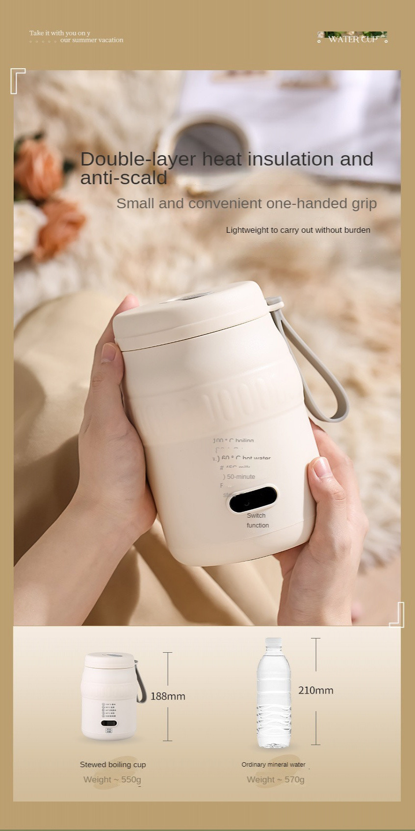 Travel Car Kettle Water Boiling Cup Portable Kettle Small Thermal Flask ...