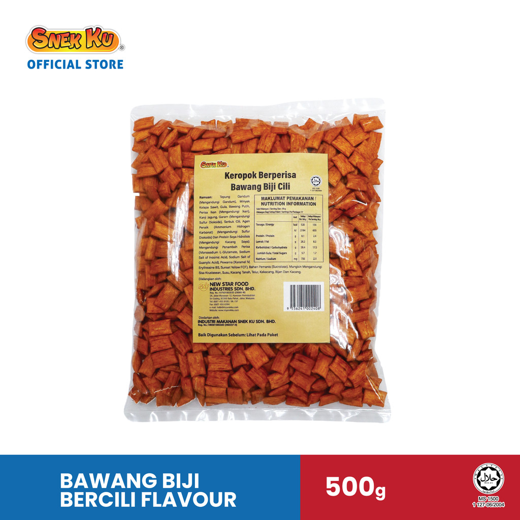 Snek Ku Garlic Biji Chili Flavoured Snacks (500g) | Shopee Singapore
