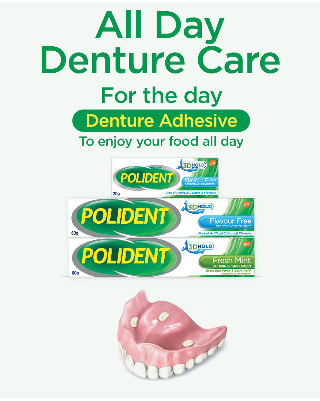 [2 Packs] POLIDENT Whitening Daily Denture Cleanser, Remove Tough ...