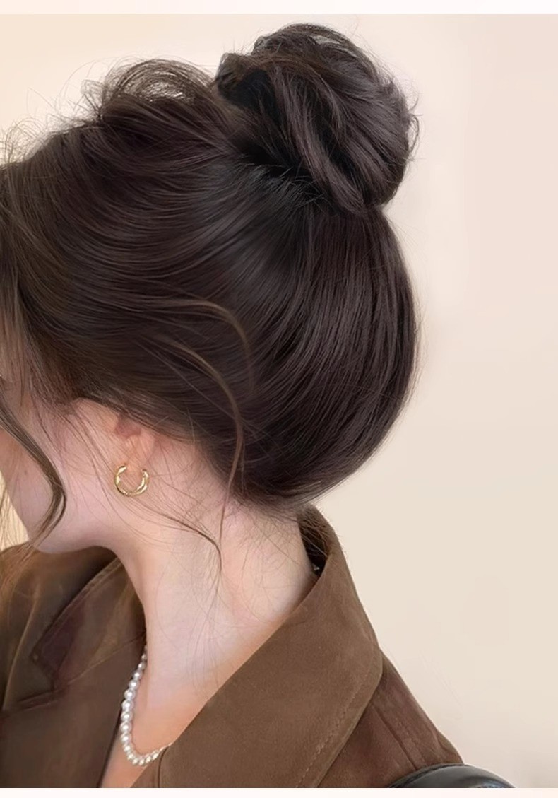 Synthetic Wigs for Daily women with Rolled Bun Hair Loop Women's Hair ...