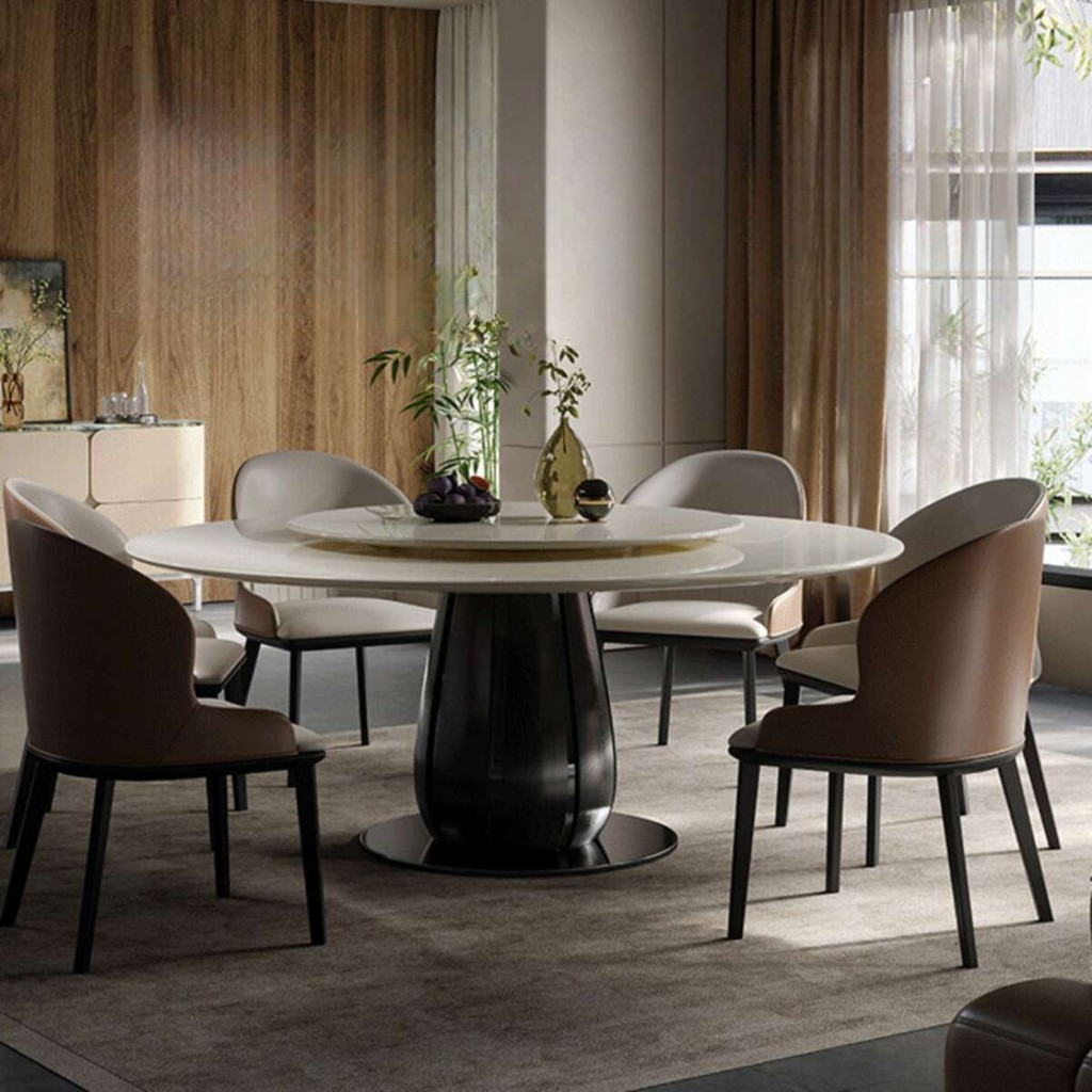 2025 NEW Natural Marble Round Dining Table And Chair Combination ...