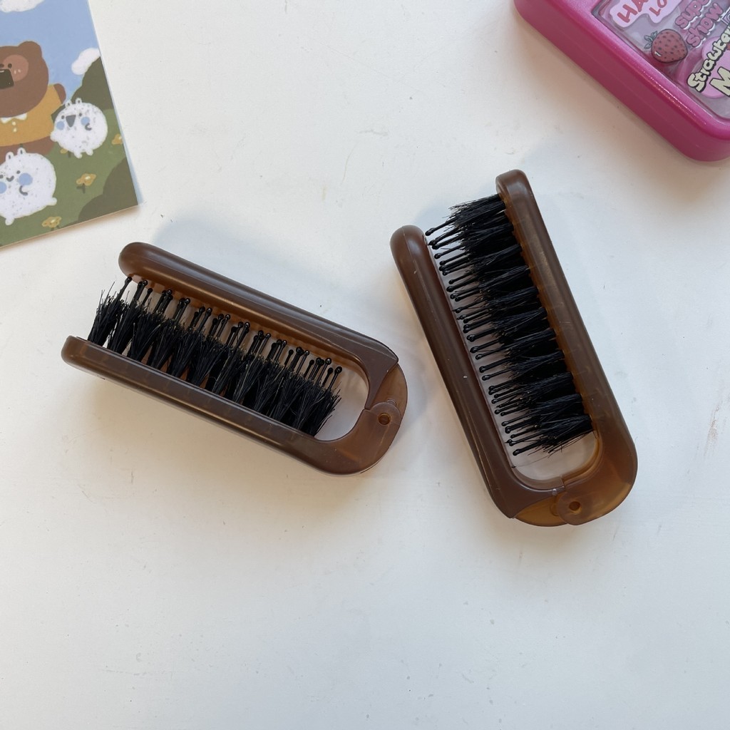 Amber Folding Comb, Pig Bristle, Anti-static, Portable Scalp-friendly ...