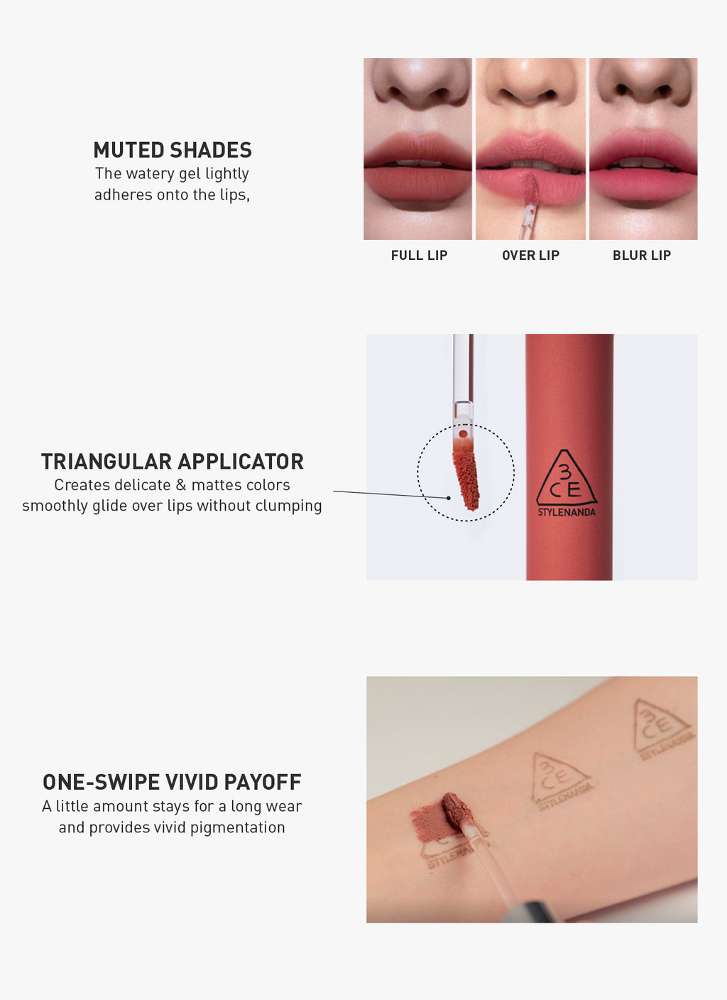 3CE Hazy Lip Clay Lipstick, comfortable luxurious smooth nondrying clay ...