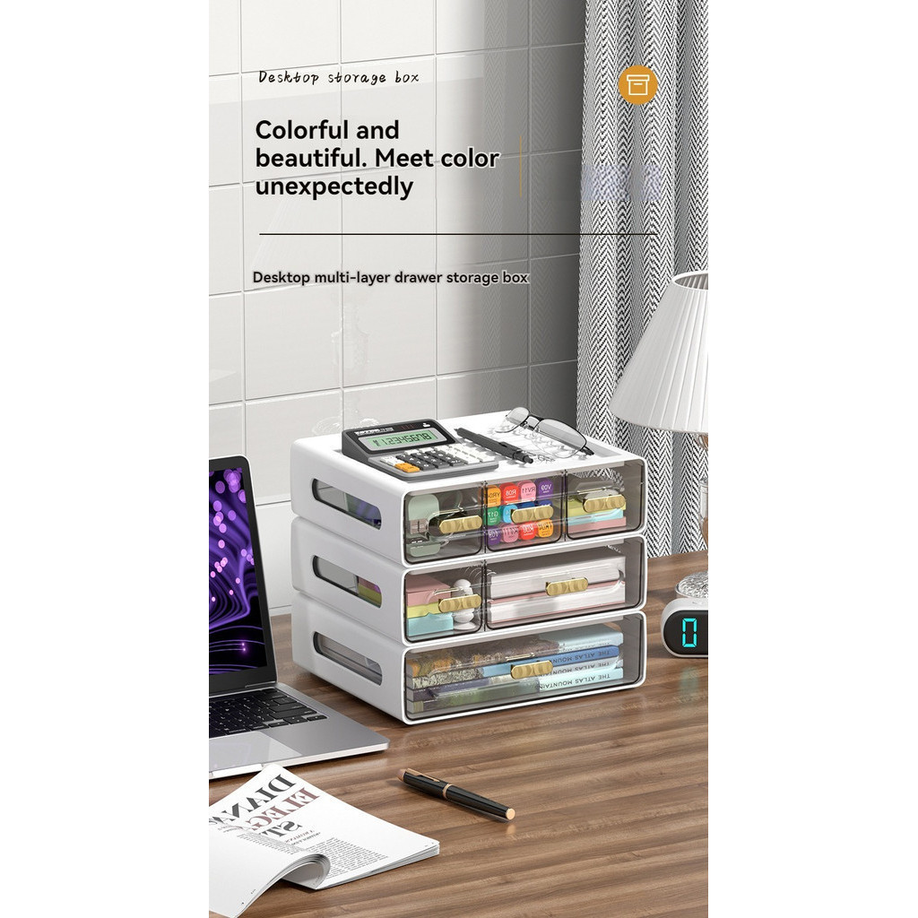Multi-Purpose Desktop Storage Box Multi-layer Stackable Drawer-style ...
