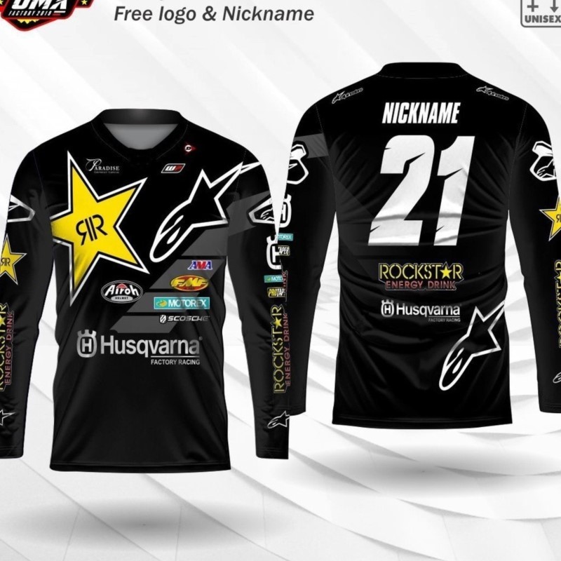 2025 design motocross trail hard work jersey husqvarna rockstar ...