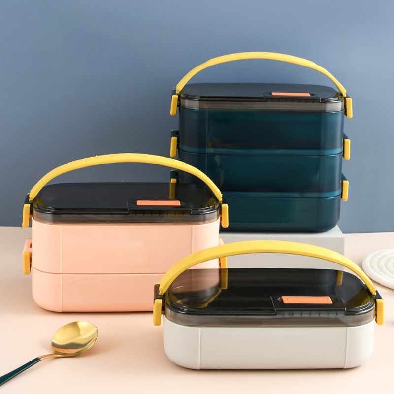 HEAT PRESERVATION Stainless Steel Thermal Lunch Box Stackable Portable ...