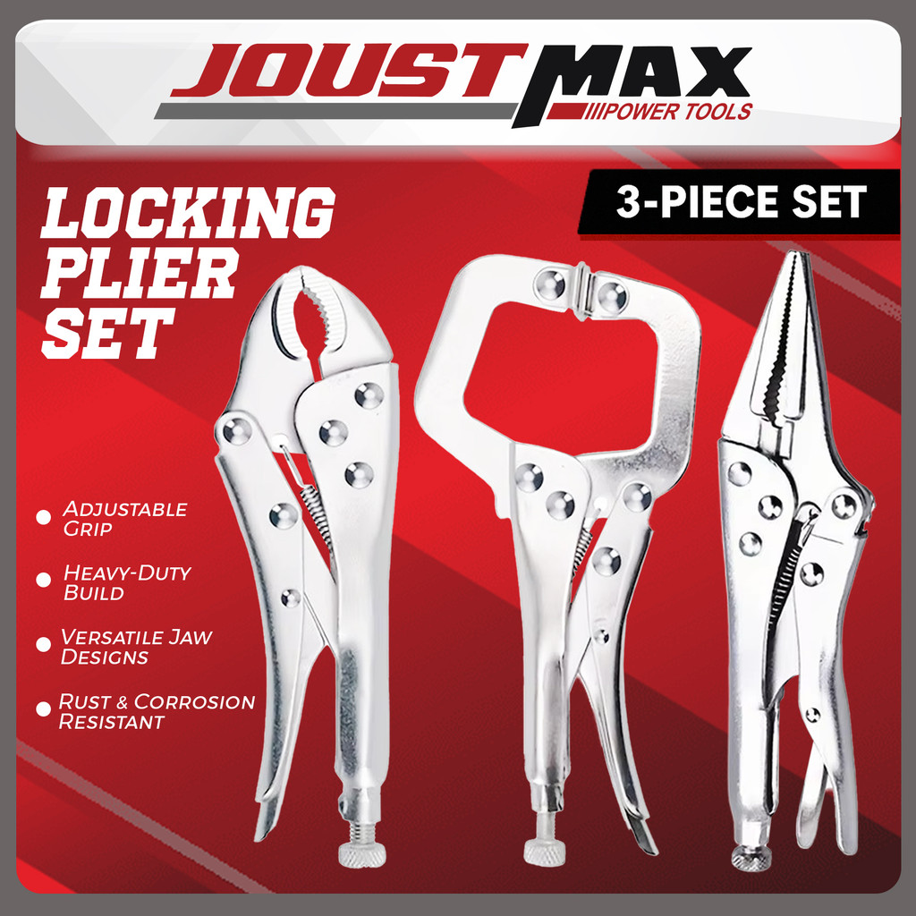 3 Pcs Adjustable Locking Plier Set C Clamp Vise Grip Curve Jaw Lock ...