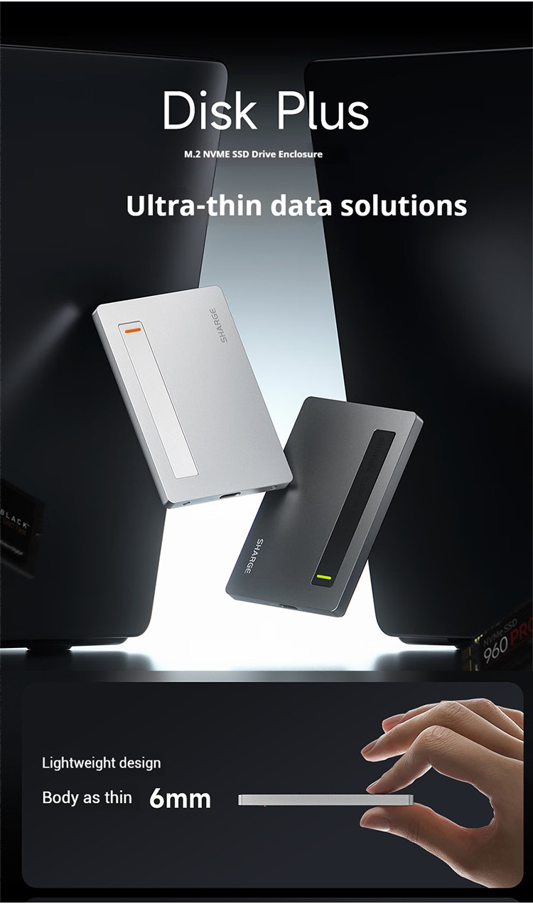 SHARGE Disk Plus M2 SSD Enclosure NVMe 4TB 10Gbps Case USB 3.2 Gen2 ...